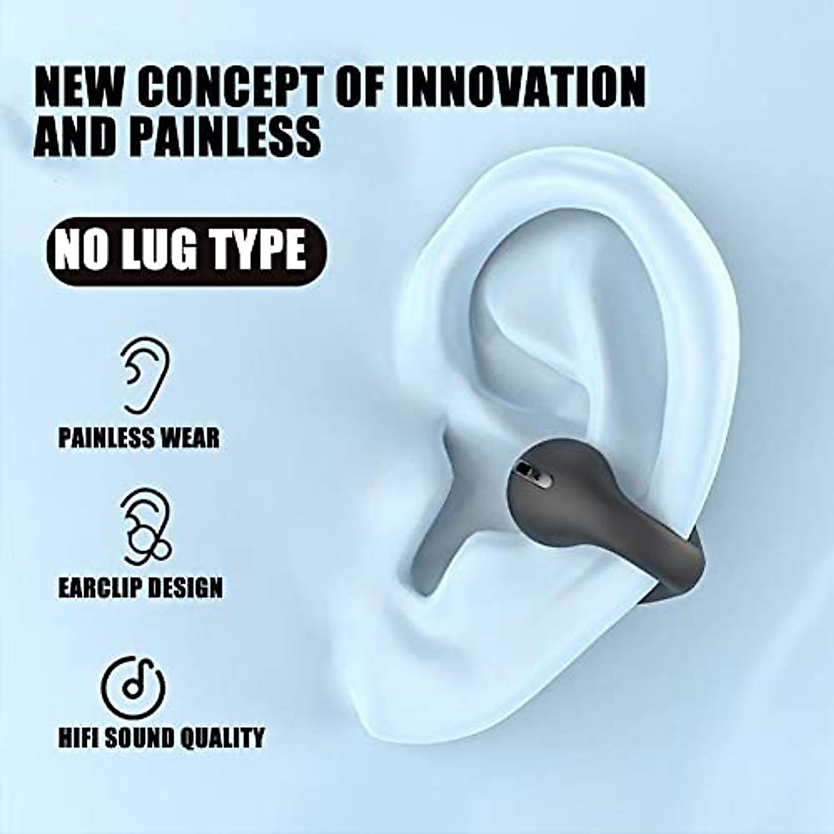 Wireless Ear Clip Bone Conduction Headphones Bluetooth Open Ear Headphones Wireless Ear Clip Bone Conduction Headphones Bluetooth for Cycling Driving Running Sports Workout