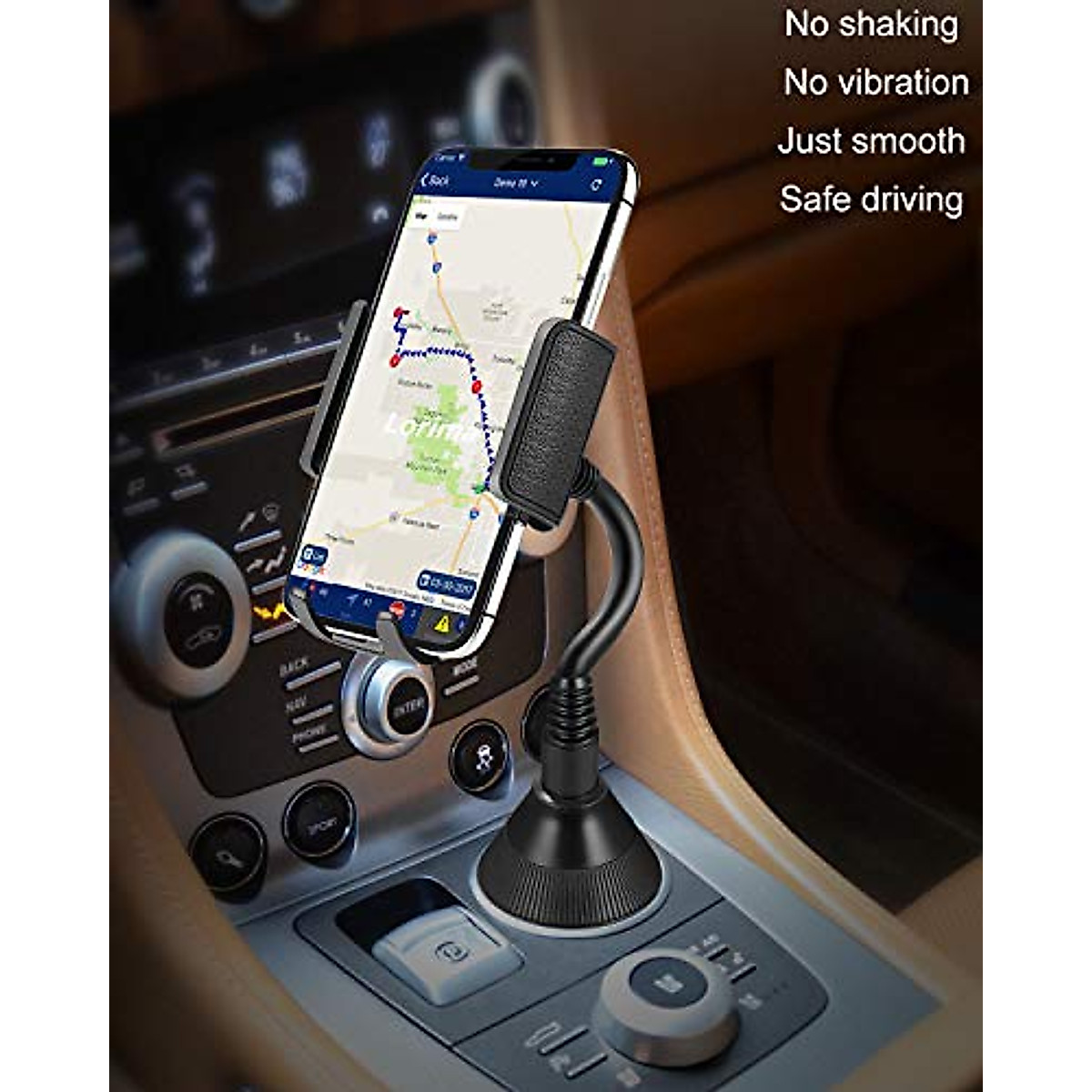 Lorima Cup Holder Phone Mount with A Flexible Gooseneck, Cup Holder Phone Holder for iPhone 13/13 Pro/13 Pro Max, 12 Pro Max/12/11/XS/Samsung Galaxy, Fits All 4-6.7in Smartphones