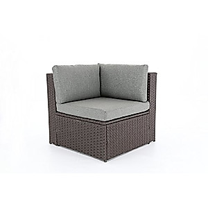 Baner Garden (K35-CH 4 Pieces Outdoor Furniture Complete Patio Cushion Wicker Rattan Garden Corner Sofa Couch Set, Chocolate