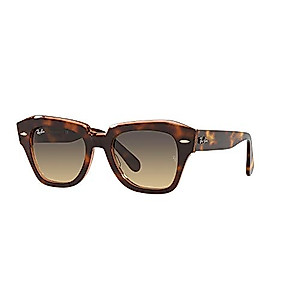 Ray-Ban RB2186 State Street Square Sunglasses, Havana On Transparent Pink/Brown Vintage, 49 mm