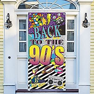 90s Themed Door Banner Party Decorations for Adults, 90's Hip Hop Theme Graffiti Birthday Door Backdrop Party Supplies, Back To The 90s Door Cover Photo Booth Props Decor Sign(72.8 x 35.4 inches)
