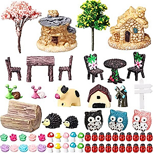 Skylety 64 Pieces Miniature Fairy Garden Accessories Mini Animals Miniature Ornament Kit Animal Figurines Animals Miniature Micro Landscape Accessories for Dollhouse Decoration Plant House Decor