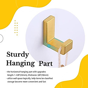 APLusee Robe Towel Hook, 304 Stainless Steel Modern L Shape Practical Coat Hook, Utility Shower Towel Hanger for Bathroom Kitchen Home Storage (Brushed Gold)