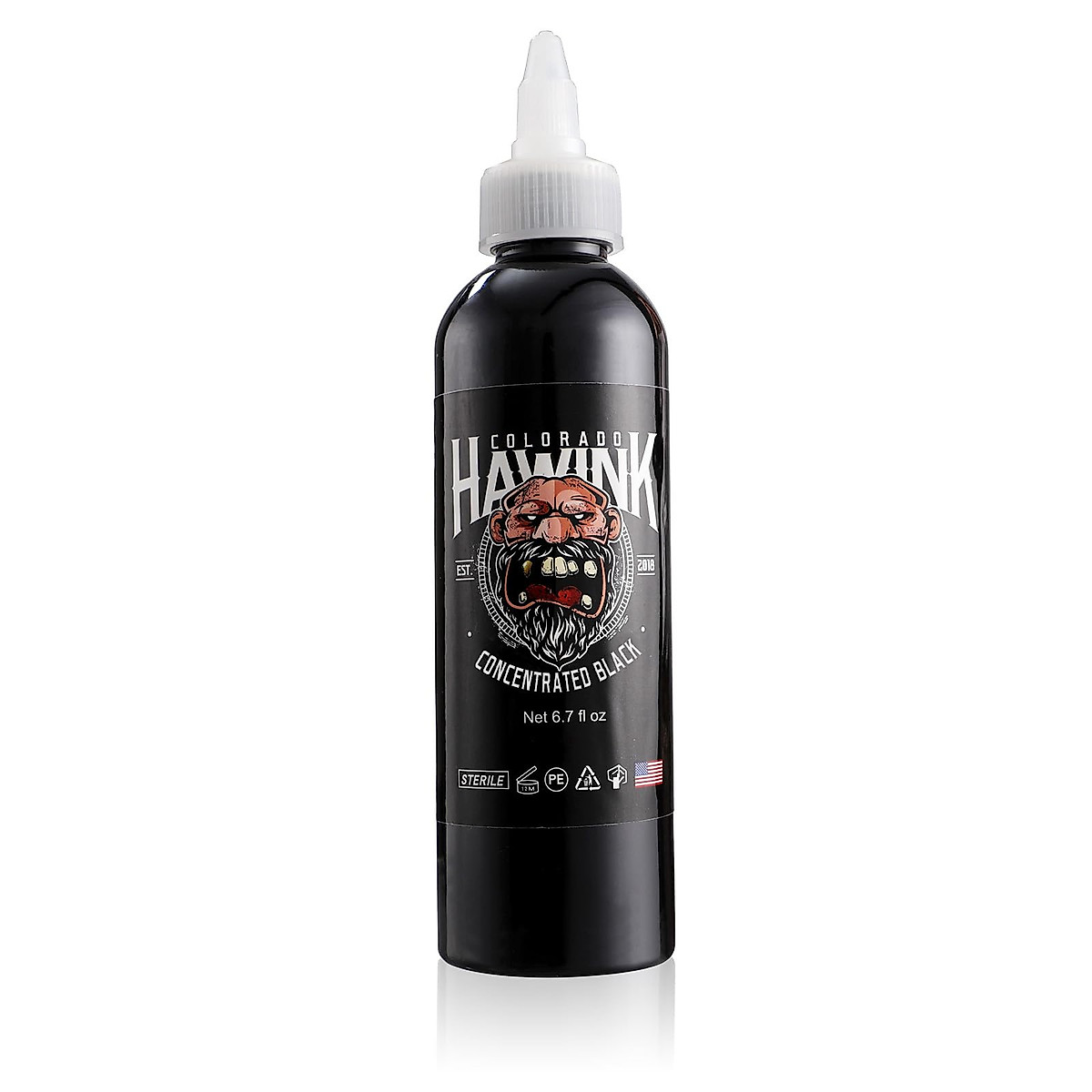 Hawink Tattoo Ink 6.7oz (200ml) Vegan-Friendly USA Standard Pigment Concentrated Black TI963-6.7OZ-S