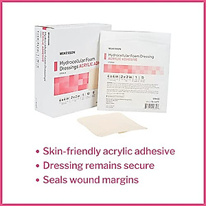 McKesson Hydrocellular Foam Dressings, Sterile, Acrylic Adhesive with Border, 4 in x 4 in, 10 Count, 1 Pack