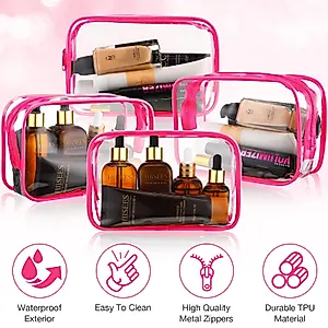 Weewooday 12 Pieces Clear Cosmetics Bag PVC Zippered Clear Toiletry Carry Pouch Cosmetic Makeup Bag Waterproof Makeup Vinyl Plastic Organizer Case for Vacation Bathroom