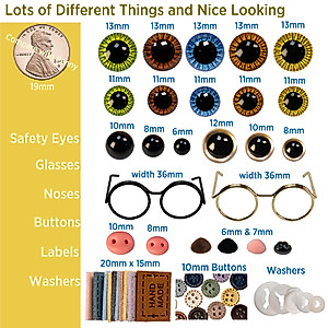 SEVENSUN Safety Eyes for Amigurumi 247 PCS, Crochet Glasses Noses and Buttons, Various Designed Crochet Accessories, Stuffed Crochet Eyes with Washers, Craft Doll Eyes and Nose