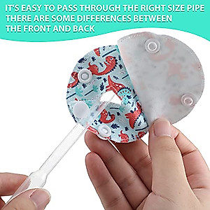 Breling 18 Pack Feeding Tube Pads Button Pads Gtube Button Covers Reusable Button Pads g Tube Cutie Dinosaur Feeding Supplies for Kids Baby Breastfeeding Nursing Care Medium