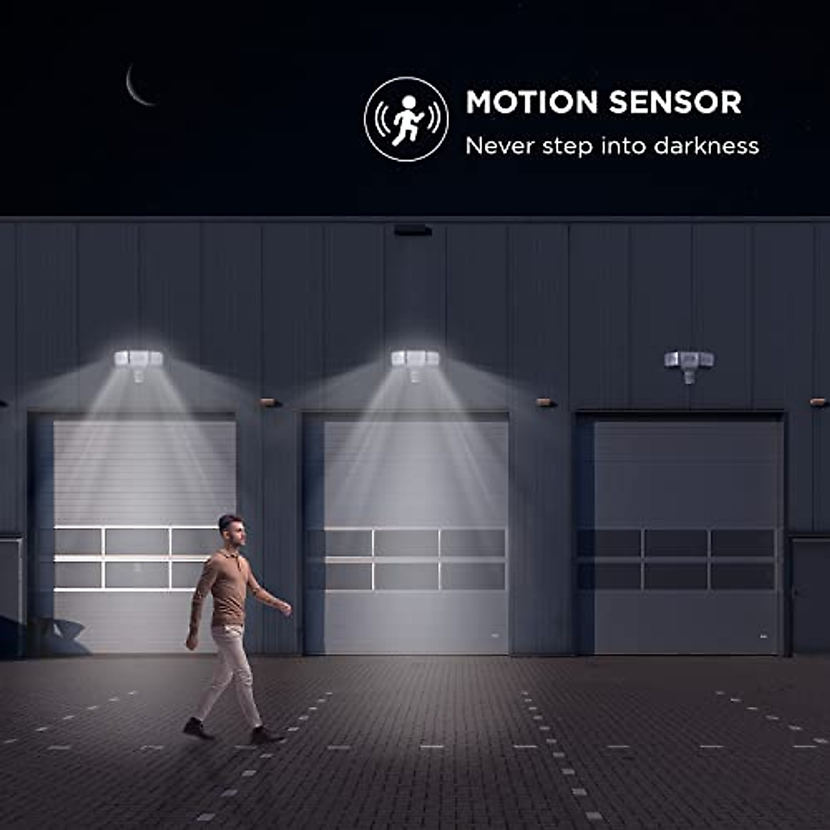 Home Zone Security Smart SMD LED Outdoor Flood Light, 3500LM, 3000-5000K Adjustable Color Temperature, Long & Wide 70’ x 240° Motion Sensor Detection, WiFi, Works w/Alexa & Google, Aluminum Heads