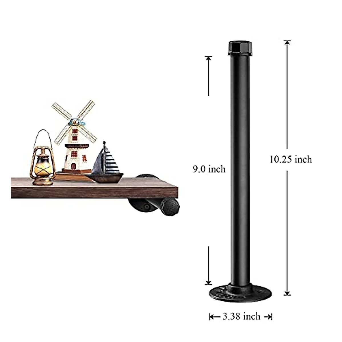 Industrial Pipe Clothing Rack, Hanging Rod for Closet, Wall Mounted Multi Purpose (10 inch 4 Pack)