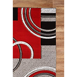 GLORY RUGS Area Rug Modern 5x7 Red Soft Hand Carved Contemporary Floor Carpet with Premium Fluffy Texture for Indoor Living Dining Room and Bedroom Area
