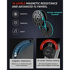 KURONO Stationary Exercise Bike for Home Workout | 4 IN 1 Foldable Indoor Cycling Bike for Seniors | 330LB Capacity, 16-Level Magnetic Resistance, Seat Backrest Adjustments