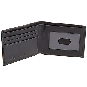 Perry Ellis Portfolio Men's Gramercy 100% Leather Slimfold Wallet With Bifold Closure, Black, One Size