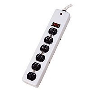 ECG EMF-63A Metal Case Surge Protector with LED Indicator, 3-Mode, 6-Outlet, 90 Degree Rotated Outlets, 6' Cord, 15 Amps, 125V, 1050 Joules