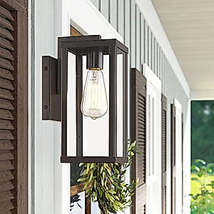 Odeums Outdoor Wall Lantern, Exterior Wall Mount Lights, Outdoor Wall Sconces, Wall Lighting Fixture in Oil Rubbed Finish with Clear Glass (Oil Rubbed Bronze-Wall Light, 2 Pack)
