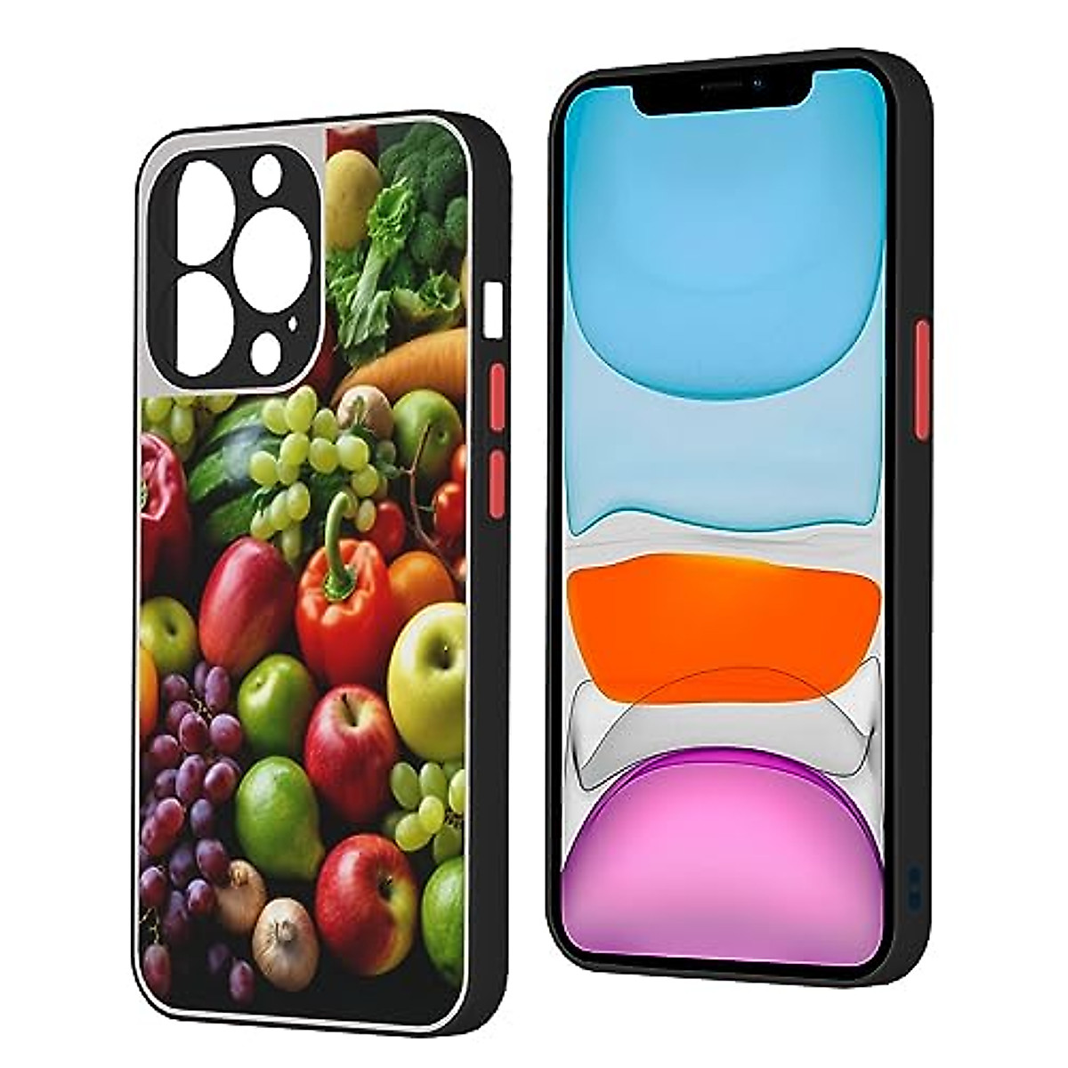 EMPYRI Fresh Fruits and Vegetables Printed Frosted Phone Case for iPhone 13 Pro Max-6.7 Inch, Shockproof Phone Cover with Wireless Fast Charging, Acrylic Back, Not Yellowing