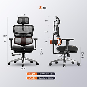 Newtral Home Office Chair Ergonomic with Auto-Following Lumbar Support - High Back Desk Chair with Laptop Desk Table, Seat Depth and Height Adjustable (Black, with Footrest)