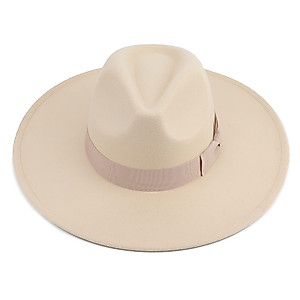 Pro Celia Big Wide Brim Women Fedora Hat (Rice)