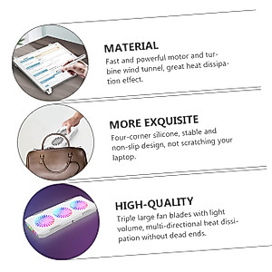 Mikikit Cooling Base Laptop Stand Holder Laptop Ventilated Support Computer Mount USB Laptop Cooler Led Laptop Stand Cooler Laptop Led Stand Laptop Cooler Stand White Cooling Pad Air Abs