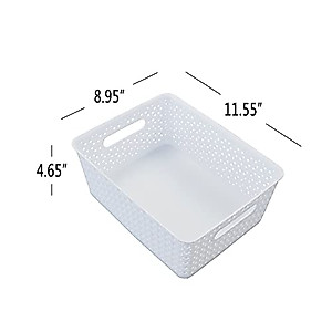 Vababa 4 Pack Plastic Woven Storage Basket, White
