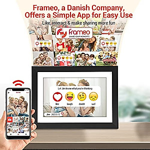 FRAMEO 10.1 Inch Digital Picture Frame WiFi IPS Touch Screen Wood Photo Frame Display, HD 1280x800 with 16GB Storage Auto-Rotate Easy Setup-Gift for Friends Family Share Moments Instantly