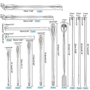 OLYCRAFT 26PCS Stainless Steel Lab Measuring Spatula Set, Micro Lab Scoop/Spoon Mixing Spatula for Gel Cap Filler, Capsule Filler,Laboratory Sampling Equipment