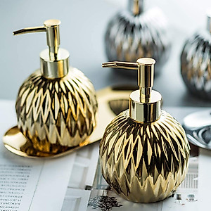 Pump Bottle,Soap Dispenser,Bathroom Hand Sanitizer Bottle, Shampoo and Shower Gel Separate Bottles, Suitable for Bathroom Hotel Clubs, with Tray, Gold, Silver, 400ml (Color : 2*