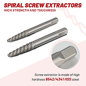 UYECOVE 7 Pieces 35# Cr-Mo Spiral Screw Extractor Set, Stripped Screw Extractor Set for Removing Stripped Screws and Broken Bolts, Easy Out Bolt Extractor Set Broken Screw Extractor Kit