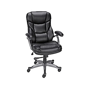 STAPLES Osgood High-Back Bonded Leather Manager Chair, Black, 2/Pack (61305-Ccvs)