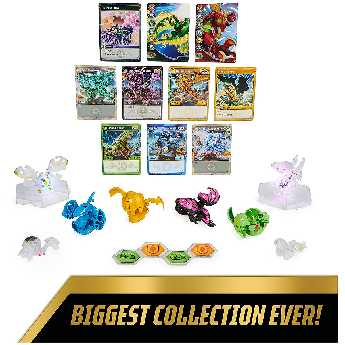 Bakugan Evolutions, Bakugan Genesis Collection Pack, 2 Light Up Bakugan Action Figures, 4 Exclusive Bakugan, 2 Nanogan, 8 Bakugan Cards and 4 BakuCores, Kids Toys for Boys Ages 6 and Up