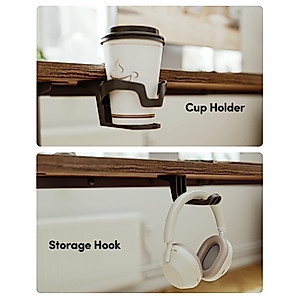 Cubiker 44 x 24 Inch Standing Desk, Stand up Height Adjustable Home Office Electric Table, Sit Stand Desk with Splice Board, Black Frame & Rustic Brown Desktop