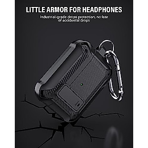 Airpod Pro 2nd Generation Case, Airpods Pro Gen 2 Cover, Air pod Pro 2 Hard Case Cover Armor Lock Design for Men Women with Keychain, Cool Full-Body Shockproof Case for Apple Airpods Pro 2022（Black）