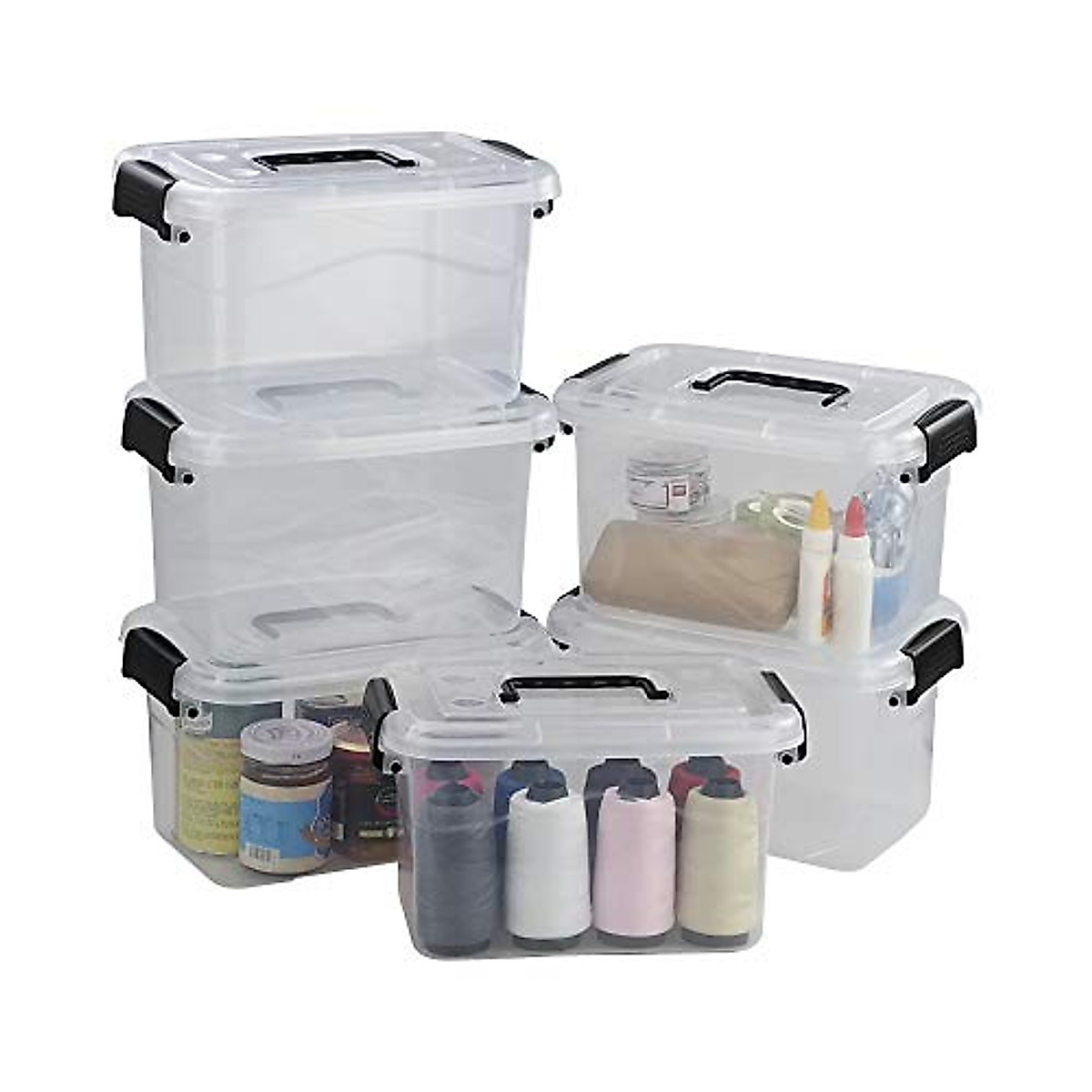 Ucake Clear Plastic Storage Bin, 5 L Clear Storage Box, Pack of 6, F