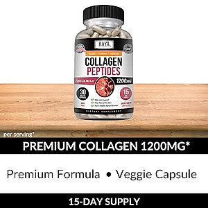 Kaya Naturals Multi Collagen Peptides Complex Powder for Women and Man, Vital for Hair, Skin, Nails, and Anti-Aging, Types I, II, III, V & X Collagen Protein Blend | Capsules - 30 Count Supplement