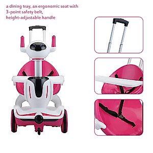 Kids 3-in-1 Electric Robot Buggy, Toddler Electric Ride On Car, Robot Scooter with Remote Control/Speed Adjustment/Emergency Stop, 3 Functions of Electric Car/Robot Scooter/Push Buggy-Pink White