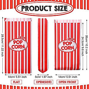 500 Pcs 2 oz Paper Popcorn Holders Red and White Striped Popcorn Bags Flat Bottom Popcorn Supplies for Carnival Baseball Party Movie Theater Concession Stands Snack Bar