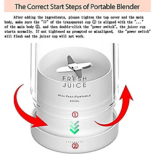 Personal Size Blender, Portable Blender, Battery Powered USB Blender, with Four Blades, Mini Blender Travel Bottle for Juice, Shakes, and Smoothies (Pink)