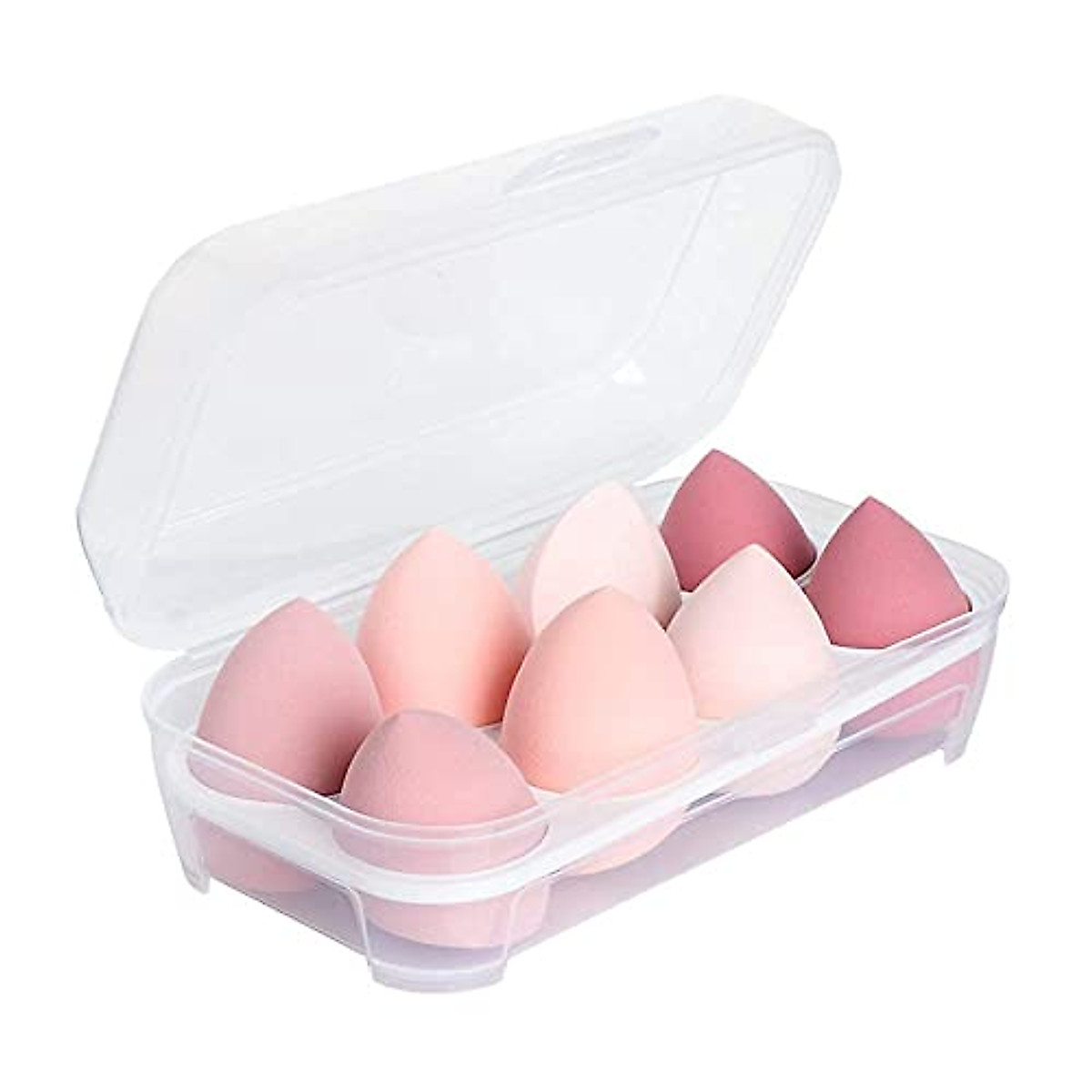 Mystic Orchard Beauty Blender Makeup Sponges Set 8 Pcs for Liquid, Cream, and Powder, Multi-colored Makeup Sponge box Pink