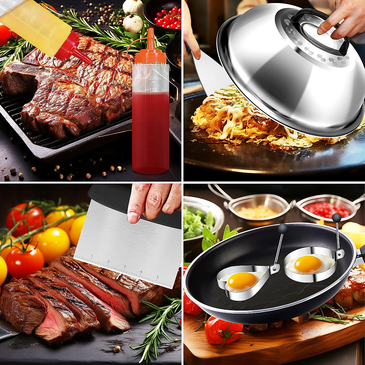 142Pcs Griddle Accessories Kit, BBQ Grill Tools, Flat Top Grill Accessories Kit for Camping, Barbecue Outdoor Indoor Grill Set, TIMDAM Portable Grill Utensils with Spatulas, Scraper, Skewers