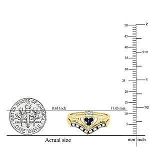 Dazzlingrock Collection 10K Round White Diamond & Blue Sapphire Bridal Heart Shape Engagement Set, Yellow Gold, Size 9