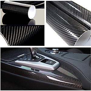 Auto Accessories 5D Glossy Carbon Fiber Wrap Vinyl Film Car Interior Wrap Stickers, Car DIY Interior Exterior (12 * 60inch) (US Stock)