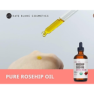 Kate Blanc Cosmetics Rosehip Oil for Face & Skin (1oz, Organic, Pure, Cold Pressed) Rosehip Seed Face Oil for Facial & Gua Sha Massage