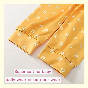 Weimuyuan Newborn Infant Baby Girl Pant Sets Floral Outfits Cute Baby Clothes Girl (Yellow, 3-6Months)