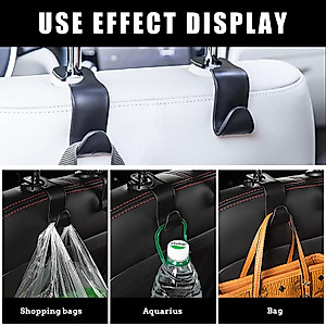 UGSHY 4 PCS Car Seat Headrest Hook, Hanging Hidden Hook to Increase Storage Space, Wallet Umbrella Handbag Rear Seat Organizer Super Load-Bearing S-Shaped Hook, Universal Accessory for Cars (Black)