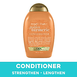 OGX Strength Length + Golden Turmeric Conditioner with Milk to Soothe Scalp Nourish Hair, Ayurveda SulfateFree Surfactants for Stronger Longer Hair, Coconut, 13 Fl Oz