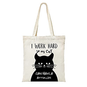 ZHANTUONE Canvas Tote Bag，My Cat Can Have a Better Life ，Cat Mom Cat Dad Gift，Cat Lover Gifts For Men or Women，Great Gift for Cat Lovers，Pet Lovers Birthday Gift，Multipurpose Canvas Tote Bag Gift