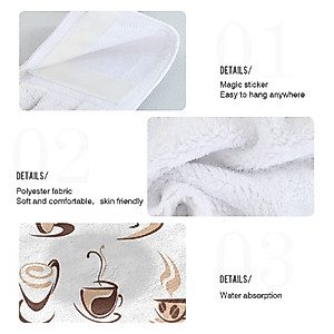 Brown Coffee Cup Kitchen Hanging Towel 12 x 17 Inch Cappuccino Latte Mug Bath Hand Tie Towels Set 2 Pcs Tea Bar Dish Cloths Dry Towel Soft Absorbent Thin Durable for Bathroom Laundry Room Decor