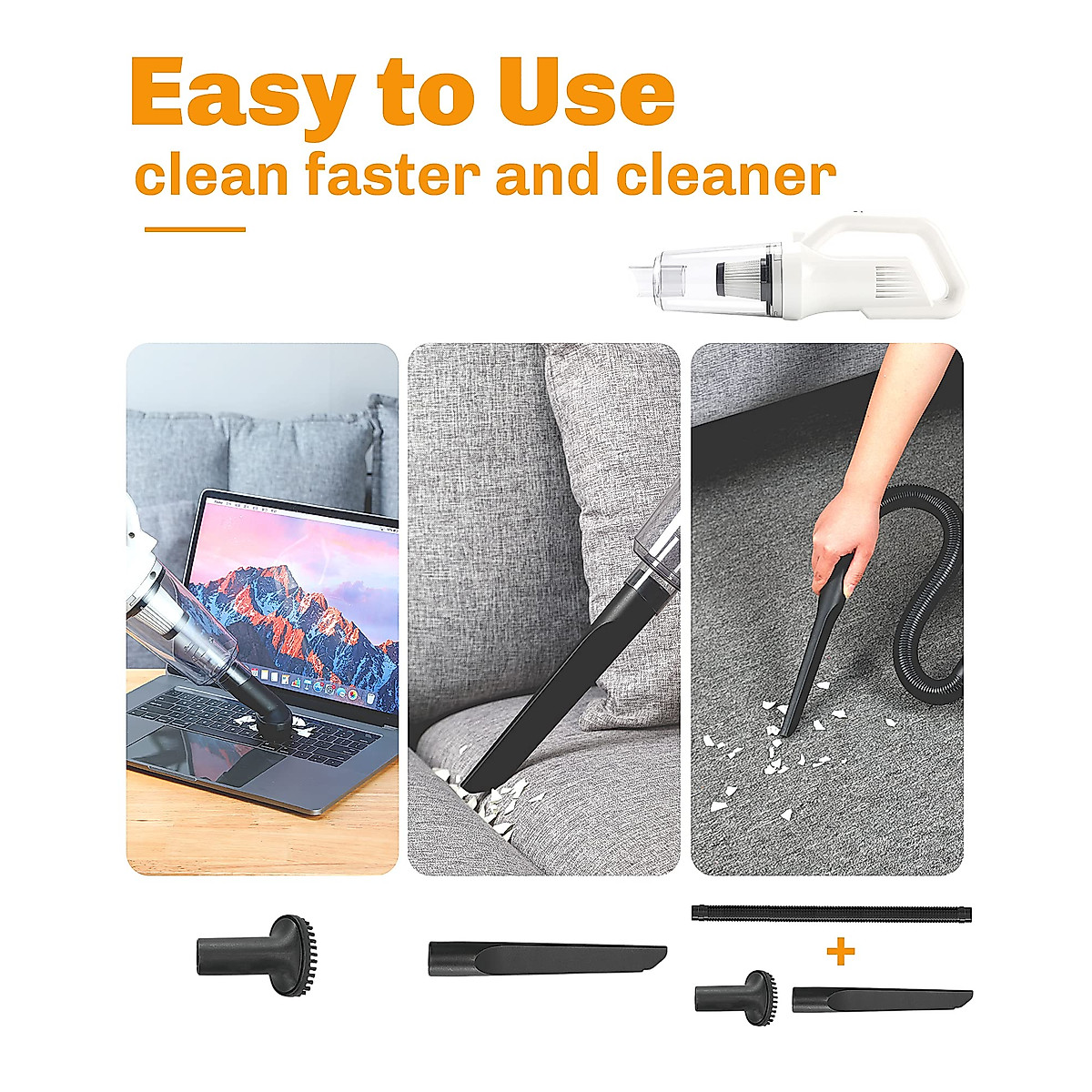 Handheld Vacuum Cordless,9000pa High Power Lightweight Hand Vacuum Dust Busters Rechargeable Portable Mini Car Vacuum Cleaner with LED Light for Pet Hair, Dustbuster Vacuuming Cordless Wet Dry Vacuums