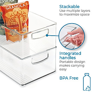 InterDesign Cabinet/Kitchen Binz Kitchen Storage Container, Extra Large Plastic Storage Boxes for The Fridge, Freezer or Pantry, Clear
