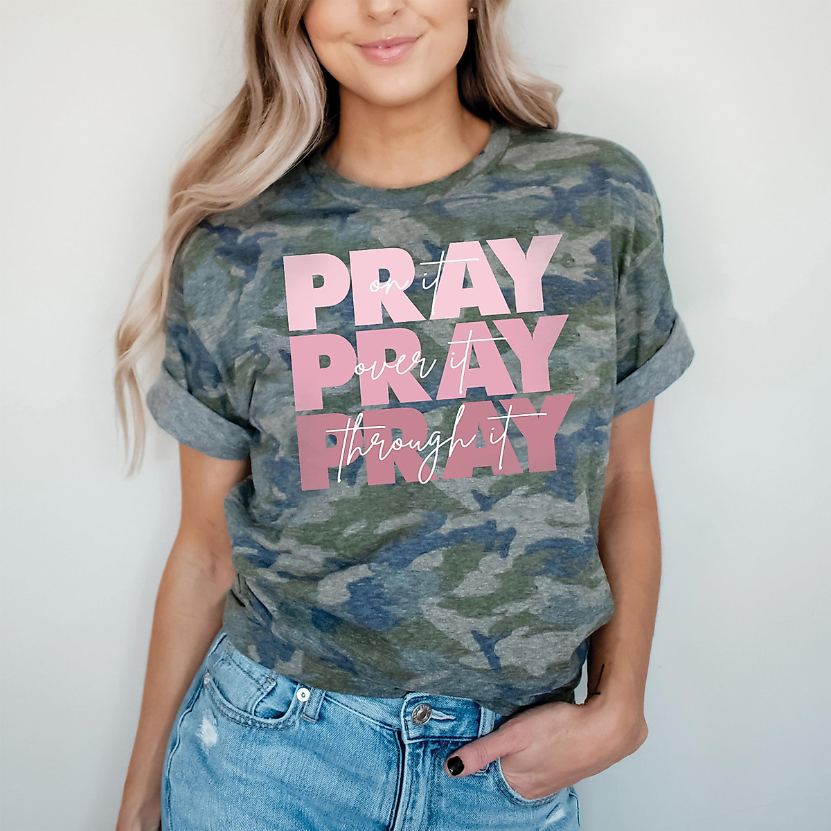 Love in Faith | Pray On It Short Sleeve | Christian T-Shirts for Women | Faith-Based Apparel | Christian Gifts | XL